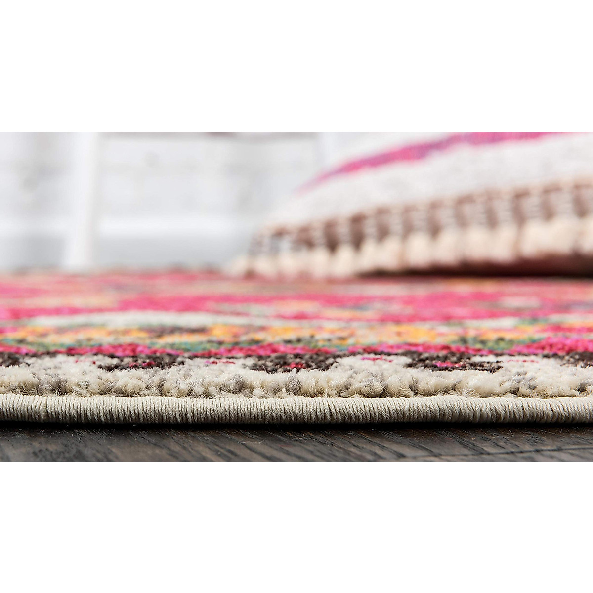 Unique Loom Sedona Collection Southwestern, Border, Over-Dyed, Animals, Tribal, Abstract Area Rug, 6 Feet, Pink/Beige