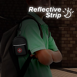 SITHON Insulated Medicine Carrying Case Bag - Small Travel Medication Organizer Emergency Medical Pouch Holds Auvi Q, Nasal Spray, Allergy Meds, Asthma Inhaler Case, Black