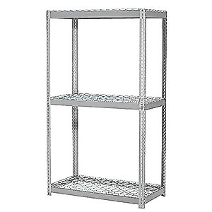 Global Industrial Expandable Starter Rack 96x36x84 3 Level Wire Deck 1100 lb. Cap Per Deck GRY