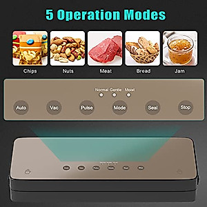 Vacuum Sealers, YUCHENG Vacuum Food Sealer Machine Dry/Moist Mode with Air Sealing System for Sous Vide and Food Storage, Food Saver Vacuum Sealer with 10 Vacuum Seal Bags & 1 Air Suction Hose-Gold 14”