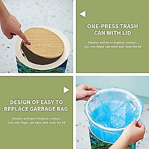 Small Trash Can with Lid Black Tie Dye Swirl Paint Brush Colored Tie Dye Multi Swirl Spiral Garbage Bin Wood Waste Bin Press Cover Round Wastebasket for Bathroom Bedroom Diaper Office Kitchen