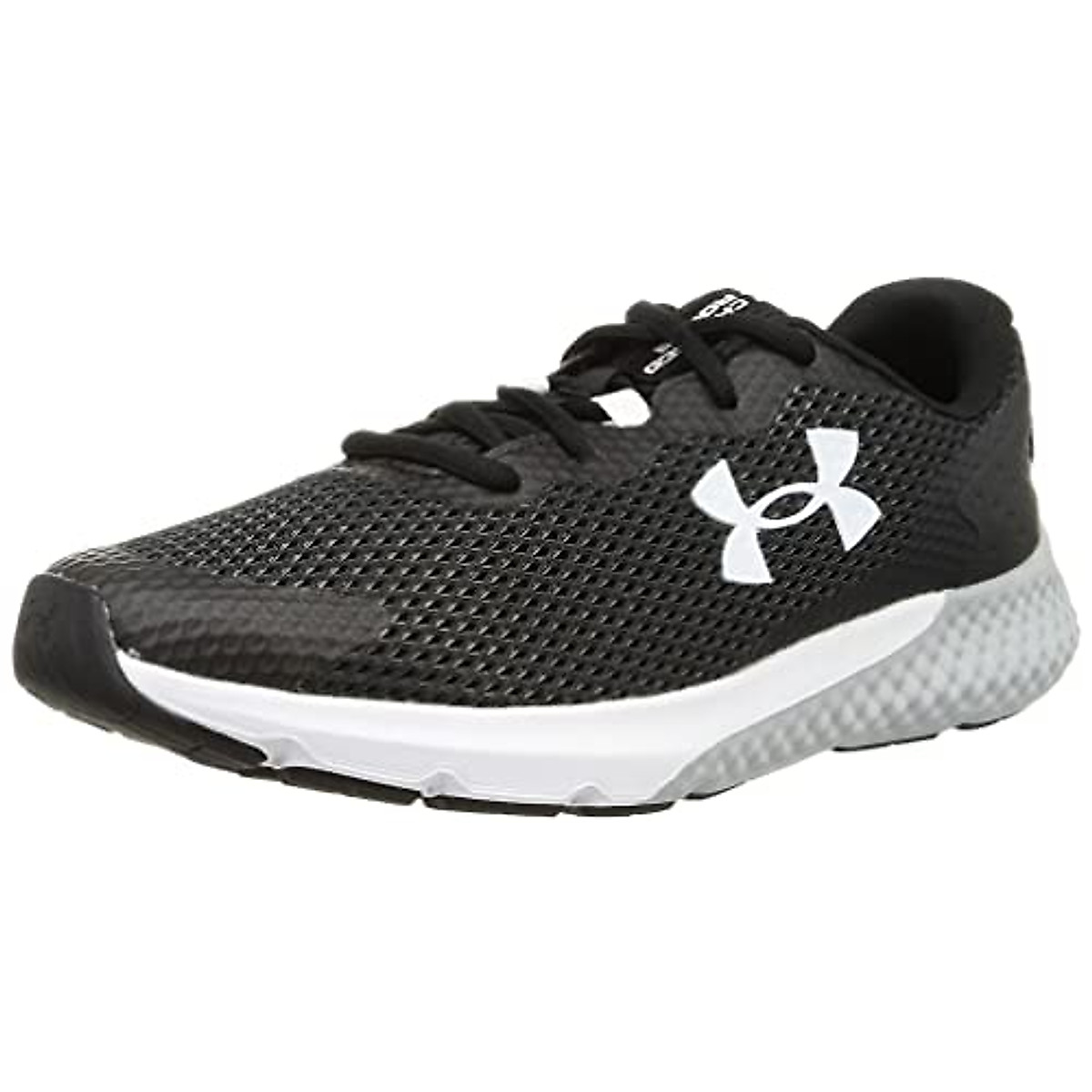 Under Armour Men's Charged Rogue 3 4E Running Shoe, (002) Black/Mod Gray/White, 8