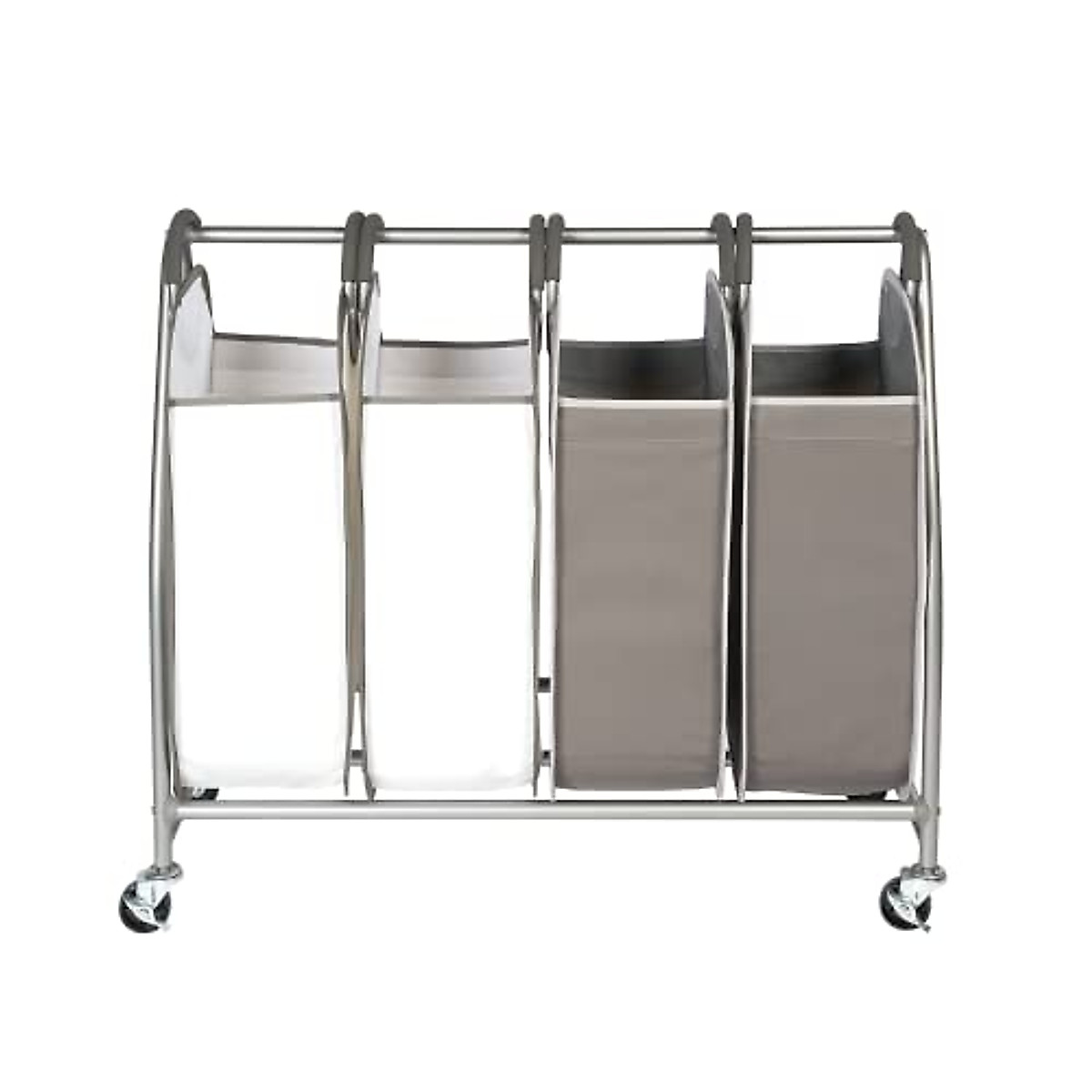 4 Pocket Laundry Hamper With Wheels by Neatfreak! - Rolling Storage Cart With 4 x Dirty Clothes Hamper Tote Bags For Towels, Blankets & Bathroom Organization - Quad Laundry Sorter - 39 x 16 x 35 in