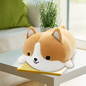 Fortuning's JDS 13.7”/35cm Corgi Plush Cute Pillow Dog Plush Kawaii Plush Cute Stuffed Animal Plush Pillows Corgi Stuffed Animal Plush Dog,Stuffed Animals for Girls Birthday,Brown