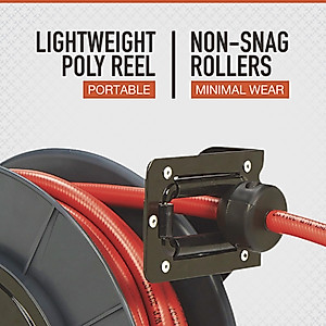 Ironton Auto Rewind Air Hose Reel - with 3/8in. x 50ft. Hybrid Polymer Hose, Max. 300 PSI