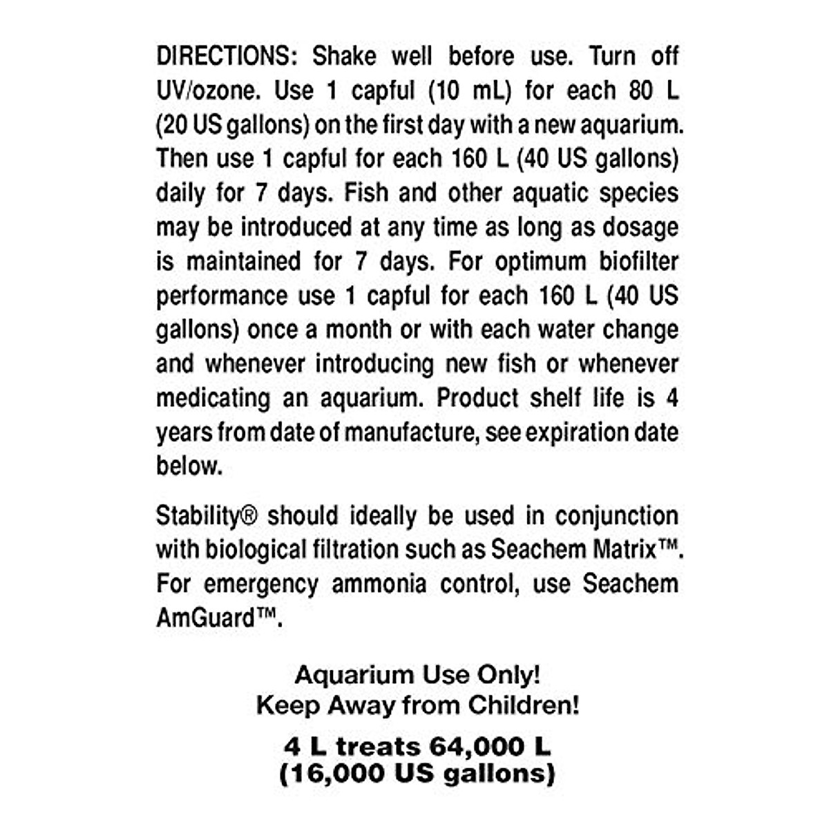 Seachem Stability Fish Tank Stabilizer - For Freshwater and Marine Aquariums 4L