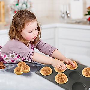 Bluedrop Silicone Hamburger Bread Forms Perforated Bakery Molds Non Stick Baking Sheets Fit Half Pan Size