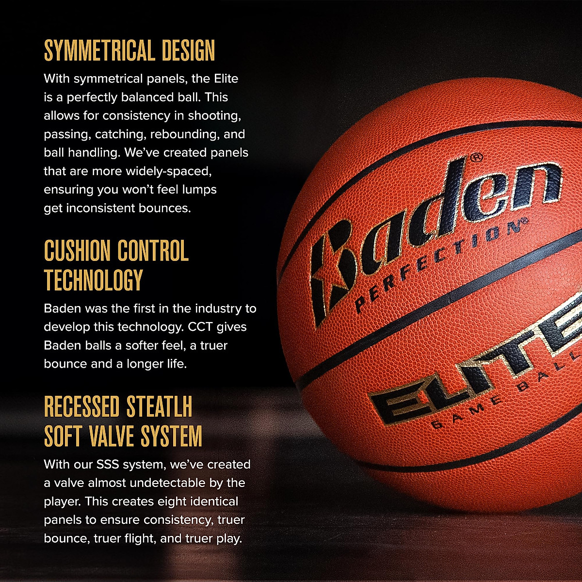 Baden Elite Indoor Game Composite Basketball, Official Size 6 & 7