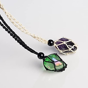 VNVETYTO 18 PCS Multicolor Crystal Cage Necklace Holder Necklace Cord Empty Stone Holder Replacement Hand-Woven Necklace Cord with Adjustable Length