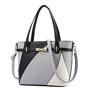 Nevenka Top Handle Handbags for Ladies PU Leather Tote Purse Women Crossbody Shoulder Bags (Gray)
