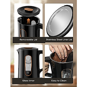 Electric Kettle, 304 Stainless Steel Interior, BPA-Free, Double Wall 1.5L Hot Water Boiler, 1500W Tea Kettle with Auto Shut-Off & Boil Dry Protection, Cordless Base & LED Indicator