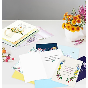 Nihuecne 24 Pack Floral Christian Thinking of You Cards with Self-adhesive Envelopes, 4"x6" Boxed Blessing Religious NoteCards with Sentiments Inside, 24 Bible Verses, 24 Desiqns