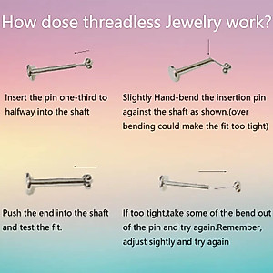 SQKXKLCZ 3pcs G23 Titanium 16G 6mm 8mm 10mm Press Fit Threadless Push Pop 3mm Ball Top Flat Back Piercing Lip Stud Earring Labret Monroe Lip Ring/Tragus/Cartilage Earring Stud