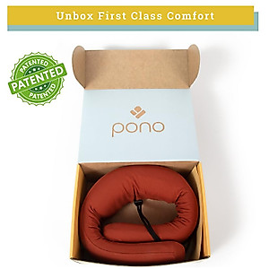 Pono Neck Cradle Travel Pillow: Memory Foam, Ergonomic 360° Adjustable Support, Prevents Neck Pain/Head Nods. Infinity Shape Fits All Adults. Compact, Foldable Design for Easy Portability