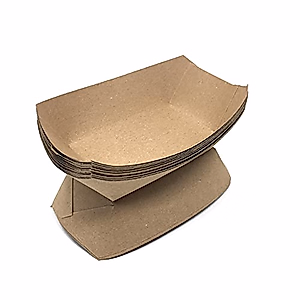 Mr Miracle Kraft Paper Food Tray. 1/4 - Pound Size. Pack of 100. Dim 4.25 x 3 Inches. Disposable and Recyclable. Made in USA