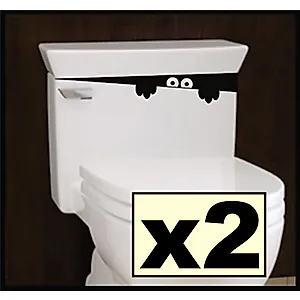 (2) Sticker Connection | Toilet Monster Bathroom Decal | Sticker Funny Kids Vinyl Decal Potty Training Halloween | 2"x12" (Black)