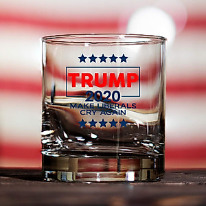 Patriot's Cave 45TH PRESIDENT WHISKEY GLASS | MAKE LIBERALS CRY AGAIN | RESTAURANT HEAVY CHIP RESISTANT 11OZ ROCK GLASSES | MADE IN USA
