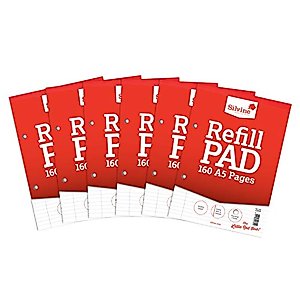 Silvine SV41642 A5 Refill Feint Pad,White(Pack of 6)