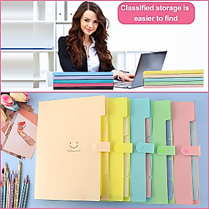 10PCS Expanding File Folders,A4 Letter Size Accordion Document Organizer,Plastic 5 Pocket Accordion Folder,Expandable File Folder with Snap Closure,120 Labels in 12 Colors for School Office Supplies