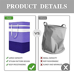 Kewjug 2-Pack Foldable Laundry Basket,Large Laundry Baskets with Handles,Waterproof Laundry Hamper,Collapsible Laundry Hampers for Clothes Organizer 80L (Black&Purple)