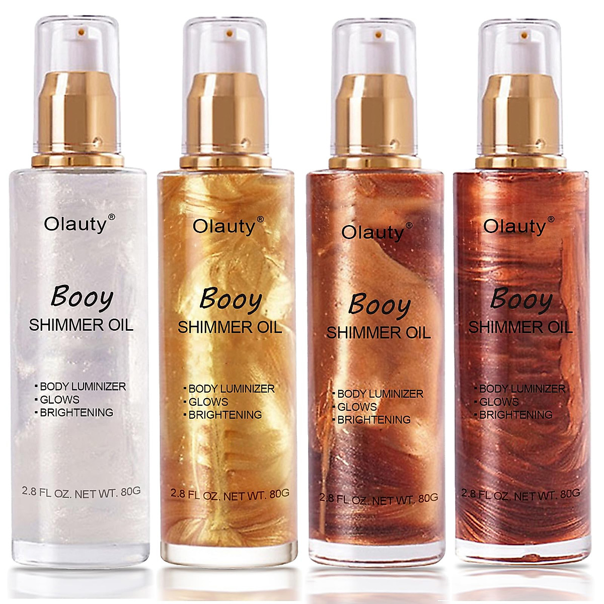 Shimmer Body Oil,Face and Body Liquid Luminizer Waterproof Moisturizing,Light Shimmer Glow Illuminator,Highlighter Makeup Liquid.(2.8 Fl Oz/#02-Gold)