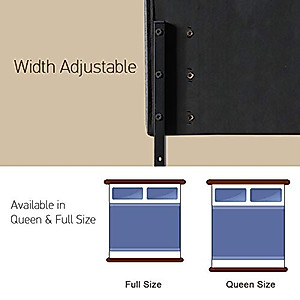 Giantex Modern Upholstered Headboard, Tufted Button Faux Linen Headboards, 3 Level Adjustable Height, Heavy Duty Metal, Queen& Full Size Suitable (Grey)