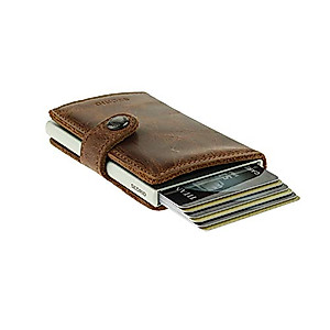 Secrid Men Mini Wallet Genuine Leather Vintage black RFID Safe Card Case max 12 cards, Brown, 65 x 102 x 21 mm