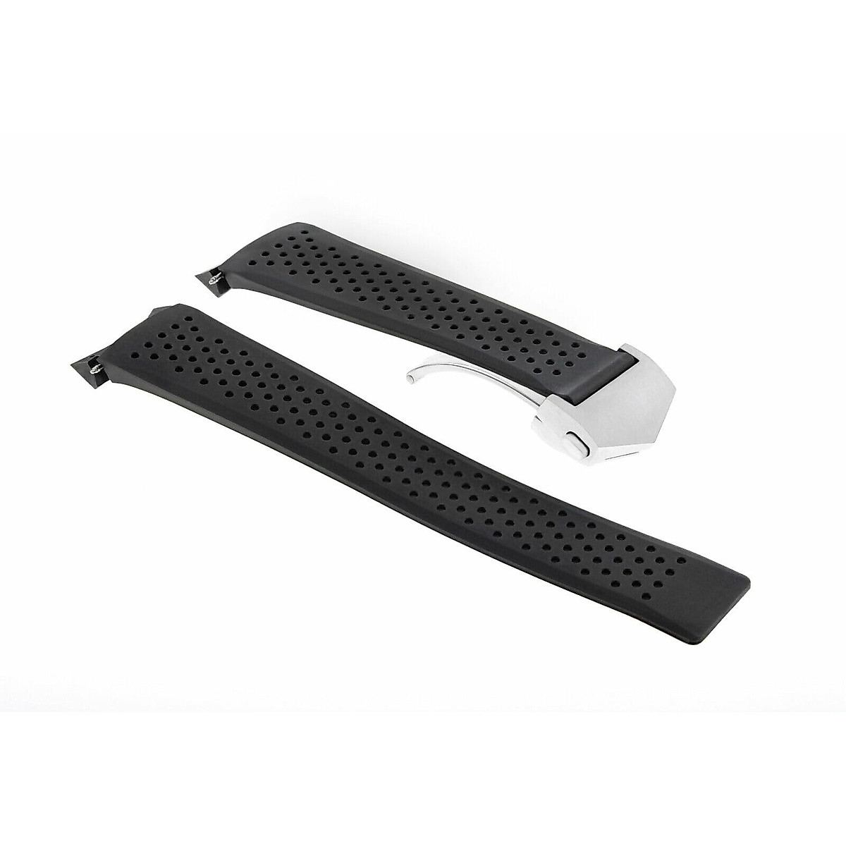 Ewatchparts 22mm Rubber Band Strap Compatible With Tag Heuer Grand Carrera Calibre 5 With Clasp Black