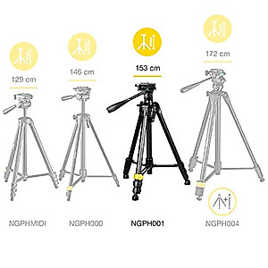 NATIONAL GEOGRAPHIC PhotoTripod Kit Large, with Carrying Bag, 3-Way Head, Quick Release, 4-Section Legs Lever Locks, Geared Centre Column,Load up 3kg, Aluminium, for Canon, Nikon, Sony, NGHP001