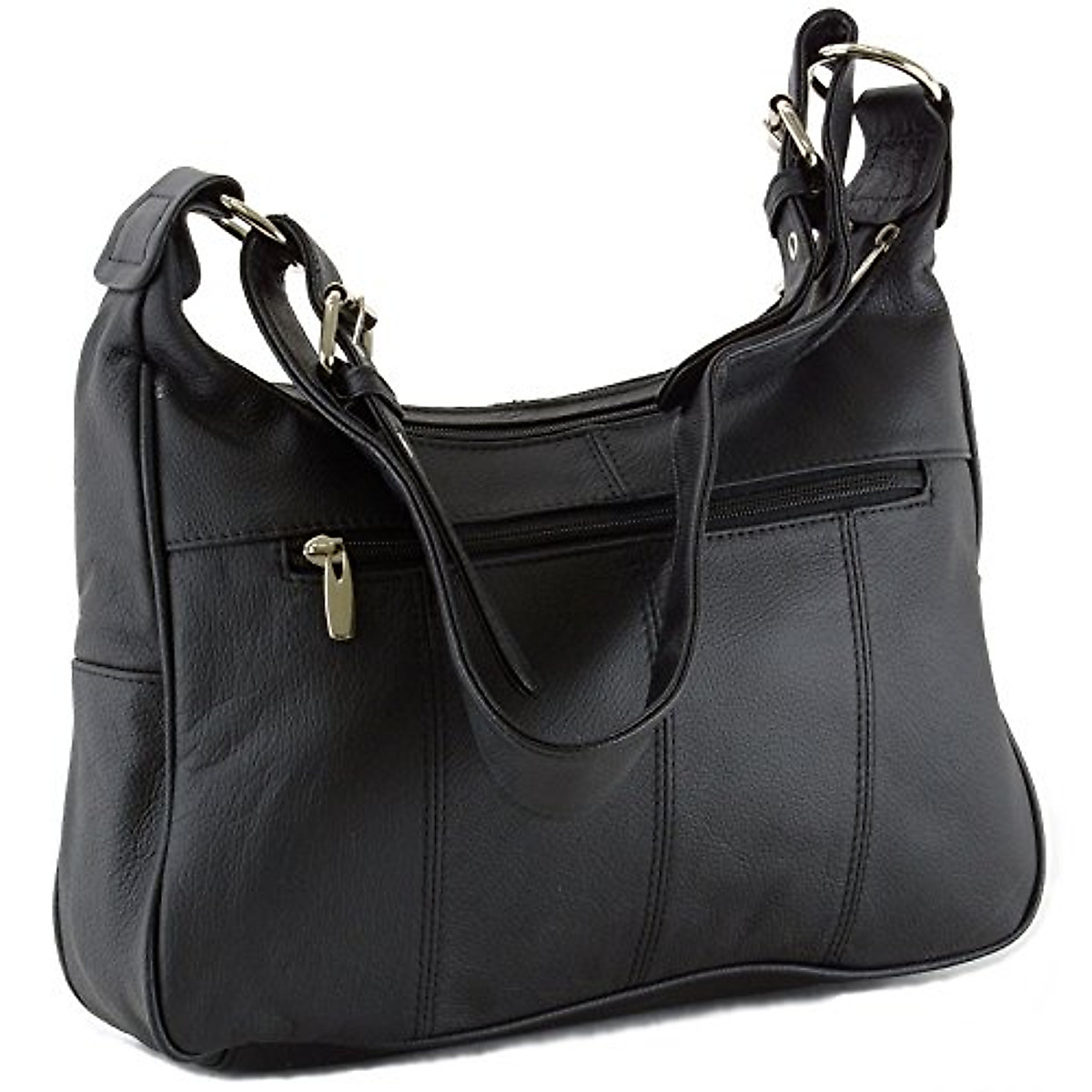 Womens Genuine Leather Shoulder Bag Tote Organizer Purse Hobo Handbag Black