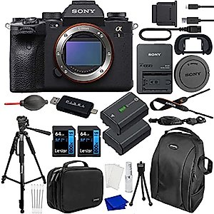Sony Alpha 1 Full-Frame Mirrorless Camera Bundle with Extra Battery, Camera Backpack, Handy Case, Tripod, 2X 64GB Memory Card, Hand/Wrist Strap + More | Sony a1