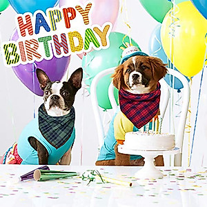 Remifa Dog Bandana - 6PCS Birthday Gift Washable Green Blue Red Christmas Dog Bandana Square Plaid Printing Bib Double Reversible Kerchief Scarf Adjustable Accessories for Small to Large Dog Puppy Cat