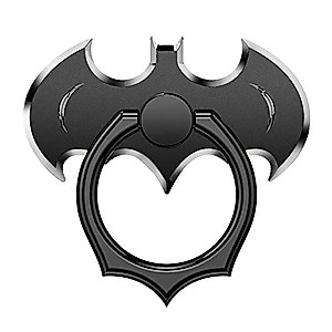 OATSBASF Bat Phone Ring Stand Holder Cell Phone Ring Holder Finger Grip 360 Degree Rotation Compatible with iPhone 12/11 Pro Max/SE 2020 and Other Smartphones（Black+Silver）