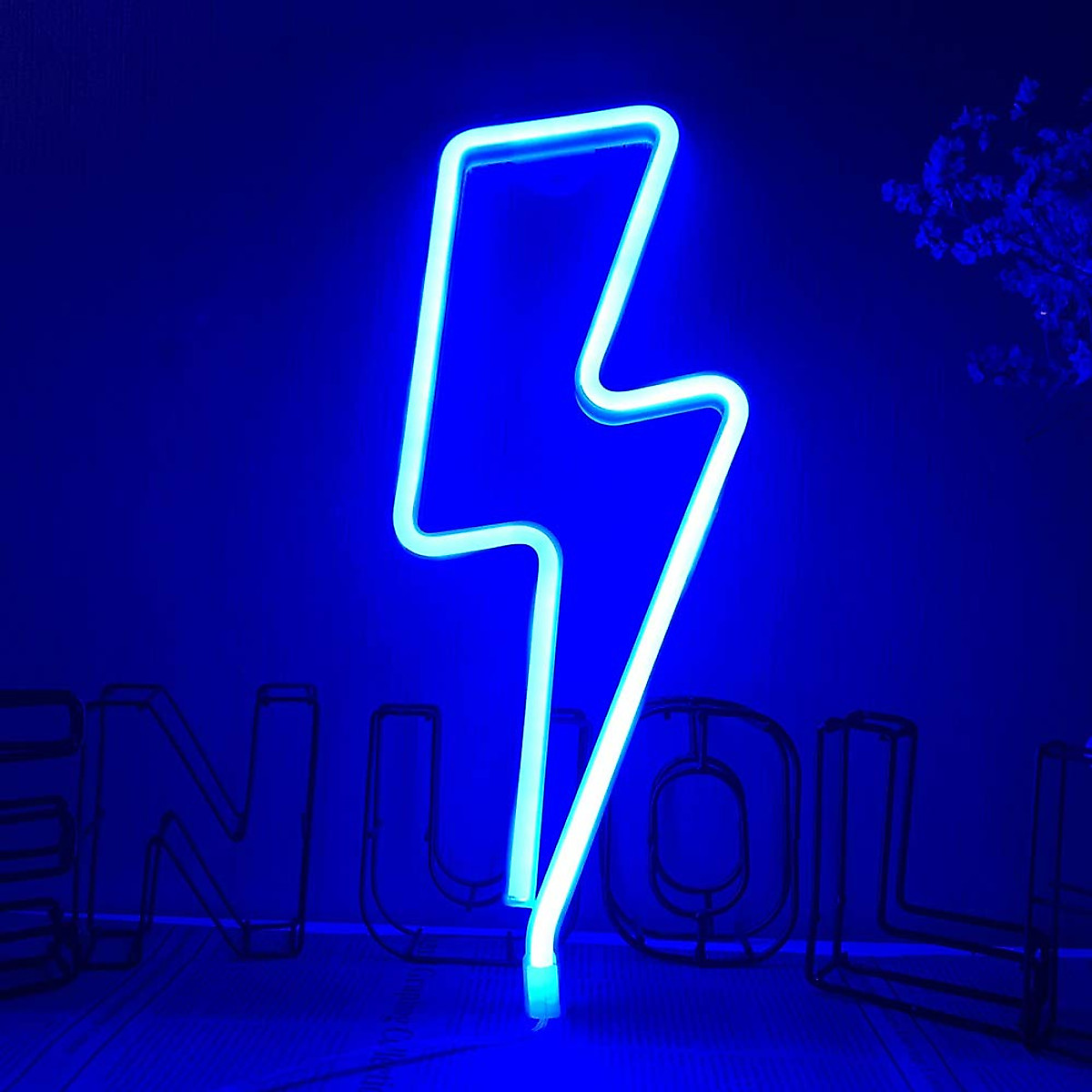 Blue Lightning Bolt Wall Light,LED Lightning Bolt Neon Sign Decor Light Wall Decor for Christmas,Birthday party,Kids Room, Living Room, Wedding Party Decor