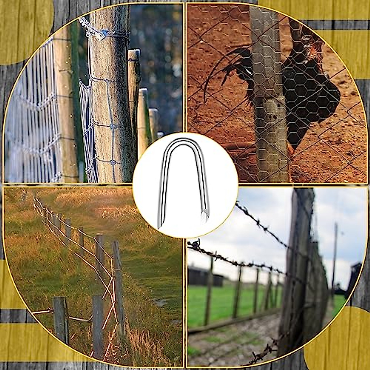 Therwen U Shaped Nails Wire Fence Staples Nails, 1 Inch Steel Fencing Spike, Galvanized U Shaped Fasteners Spike for Fixing Wire Woven and Mesh Fencing, Corrosion and Rust Resistant(500 Pcs)