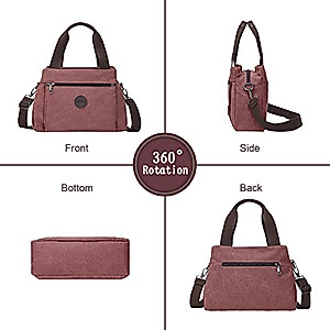 Emprier Women's Vintage Canvas Hobo Handbags Work Shoulder Crossbody Bag Tote Purses Multi-pocket Handbags