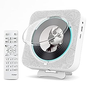 Portable CD Player with Bluetooth, MICOCIOUS Desktop CD Player for Home CD Music Players with Remote Control, Timer, Built-in Dual Speakers with LCD Display/Home Audio Boombox/FM Radio