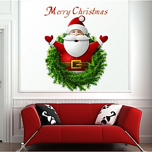 2 Pcs Christmas Windows Stickers Wall Stickers, 3D Santa Claus Merry Christmas Decoration Removable Wall Sticker Festive Children Decor Holiday Door Window Decoration