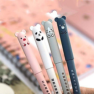 8pcs Cute Kawaii Cartoon Cat Pig Bear Panda Animal Gel Ink Pen Ballpoint 0.35mm Black Ink Student Pens Rollerball Pens For Student Gift Stationery Office Supplies, Erasable Pen Friction Erasable Pen