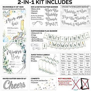 PRESTIGE Mimosa Bar Supplies | Brunch Decorations & Mimosa Bar Kit, Christmas Party Supplies w/ Bubbly Bar Sign & Banner Set, Holiday Bridal Shower Decor & Merry Christmas Birthday Decorations (XMAS)