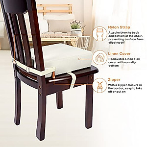 Booster Seat for Dining Table Toddler, Portable Big Size Strong Support Booster Chair for Toddlers Eating, Linen Cover Detachable High Density Sponge Baby Child Kid Booster Seat