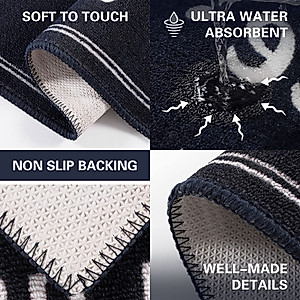 Carvapet 2 Pieces Non-Slip Kitchen Mat Set Rubber Backing Doormat Runner Rug Set, Fruit Design (Grey 15"x47"+15"x23")