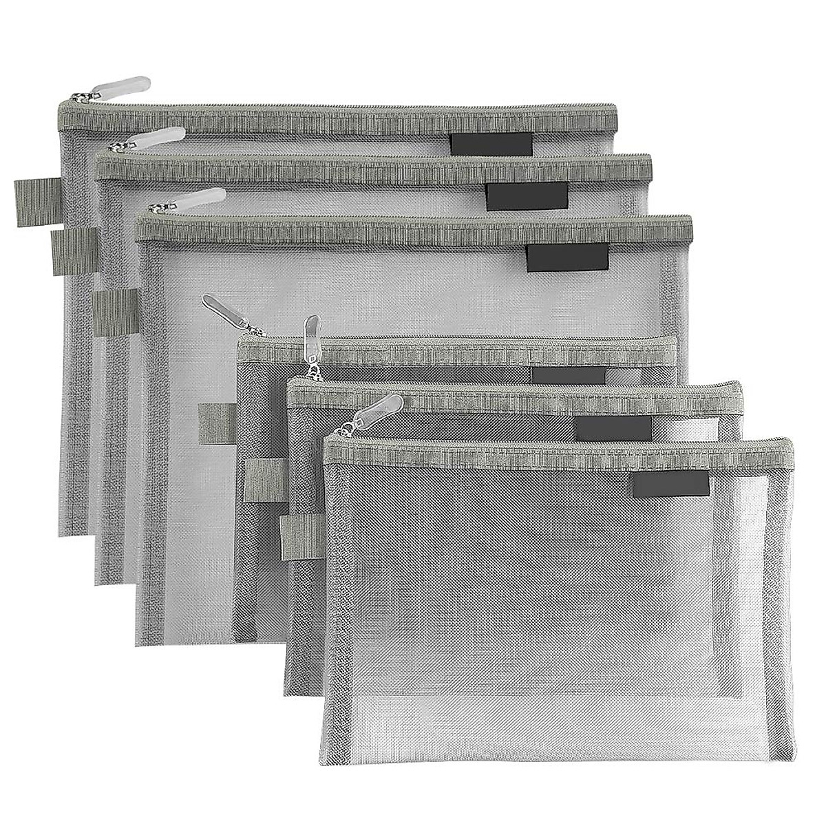 Topfinder Clear Cosmetic Bags Zip Makeup Mesh Bags Pencil Case Pouch Travel Toiletry Kit Set Storage Case ((6A+5A)*3 Grey)