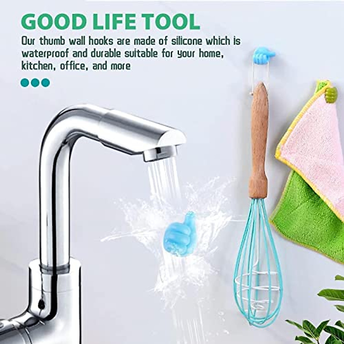 TICHEROMU 32 Pcs Thumb Hooks Silicone Cable Clips Self Adhesive, Cable Holder, Cable Organiser, Creative Adhesive Thumb Cable Clip Key Hook Wall Hangers