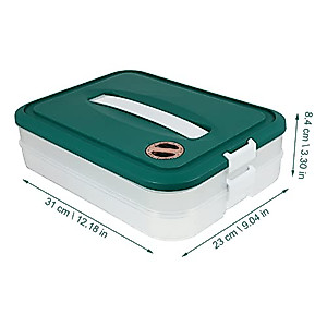 YARNOW 3 Layer Refrigerator Dumpling Box, Stackable Dumpling Food Containers, Dumpling Box Bins Holder with Lids for Refrigerator (Green)
