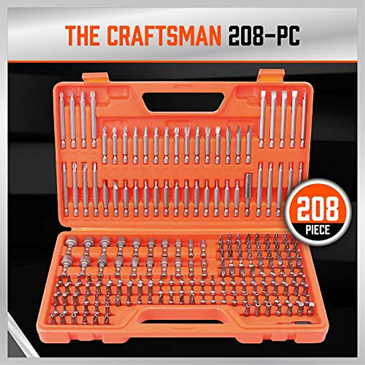 HORUSDY 208-Piece Professional Screwdriver Bit Set, Chrome Vanadium Steel Driver Bit Set, Includes Security Bits