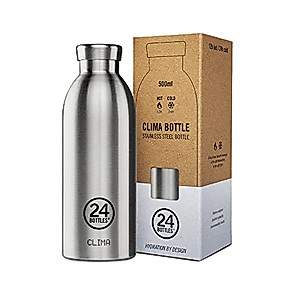 24Bottles Clima Bottles - Insulated Water Bottle 11oz/17oz/29oz, Water Bottles with 100% Leak Proof Lid (12 Hours Hot and 24 Hours Cold Beverages), Made of Stainless Steel, Italian Design