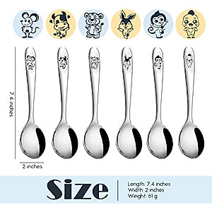 FUNNUO 6 Pack 18/8 Stainless Steel Toddler Spoons, Toddler Utensil for Kids Self Feeding, Baby Safe Spoons Set with Mirror Polished, Dishwasher Safe