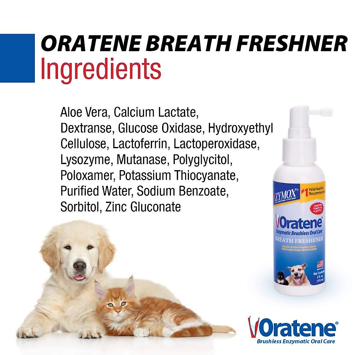 Oratene Brushless Oral Care Breath Freshener for Dogs and Cats, 4oz