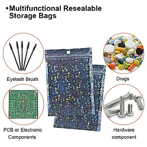Holographic Bags 4x6 Inch,100PCS Star Pattern Resealable Mylar Bags Zip Lock Bags For Food Storage Candy Wrap Jewelry Lip gloss